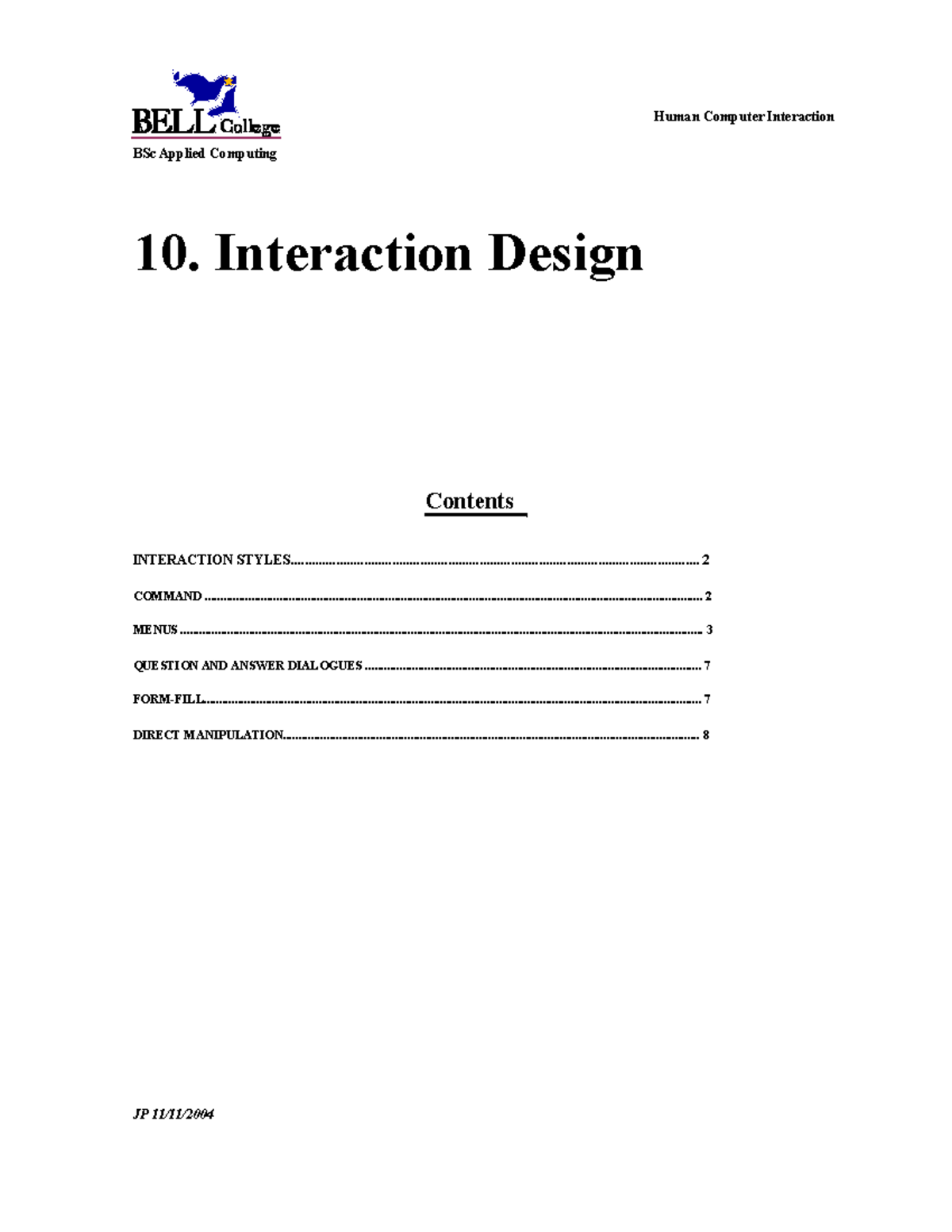 HCI BSc Applied Computing: 10 Interaction Design Notes - Studocu