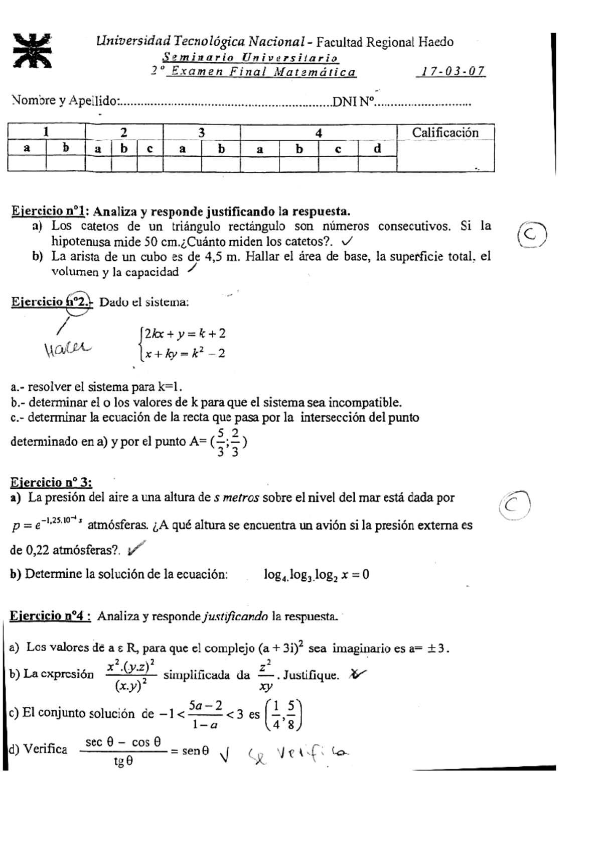 Examen Final de Matemática - UTN Haedo - Studocu