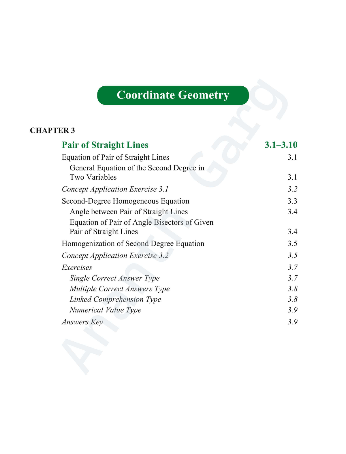 Coordinate Geometry CHAPTER 3: Pair of Straight Lines and Their ...