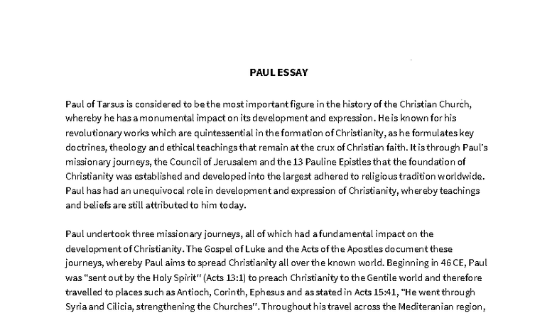 Paul of Tarsus: Impact on Christianity's Development and Ethics - Studocu
