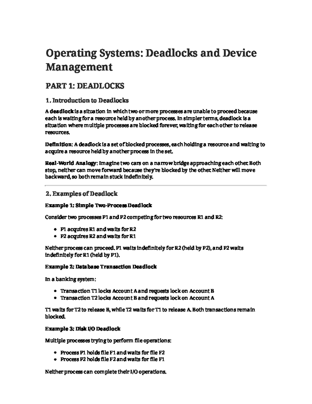 Deadlocks and Device Management Study Guide (OS 101) - Studocu