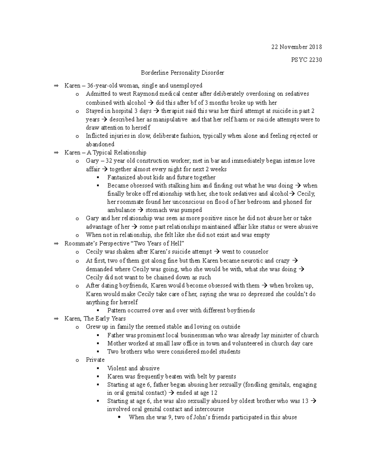 PSYC 2230 Essay: Understanding Borderline Personality Disorder - Studocu