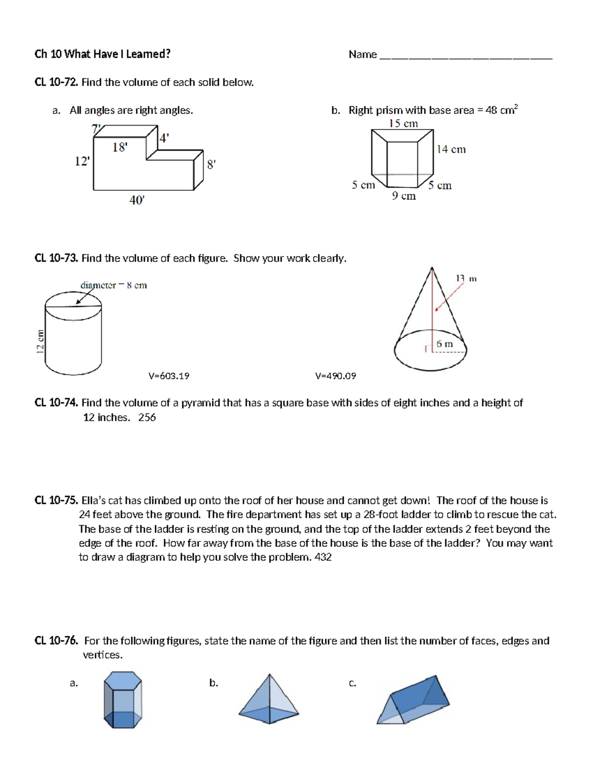 Ch 10 Volume and Geometry Problems - Review Notes CL 10-72 to CL 10-81 ...