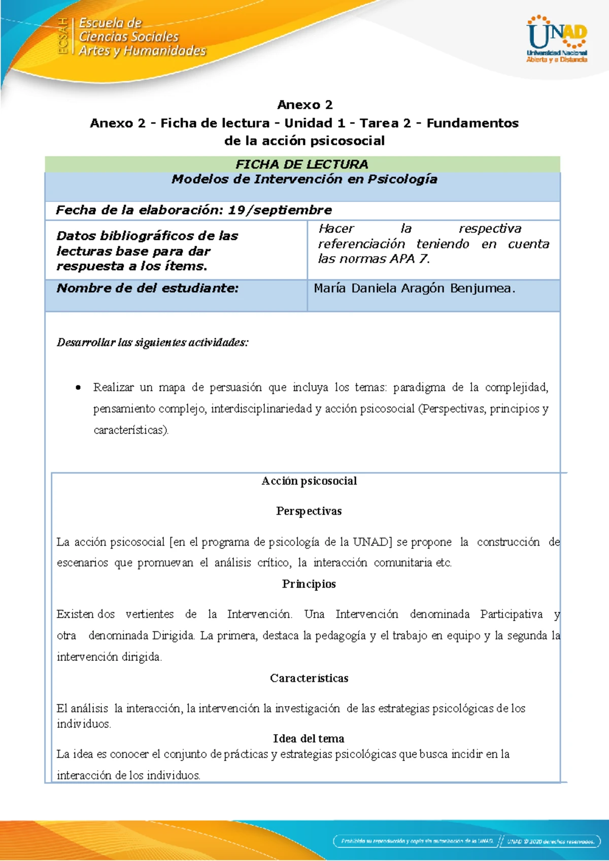 Anexo 2 - Ficha de lectura - Unidad 1 - Tarea 2 - Fundamentos de la ...