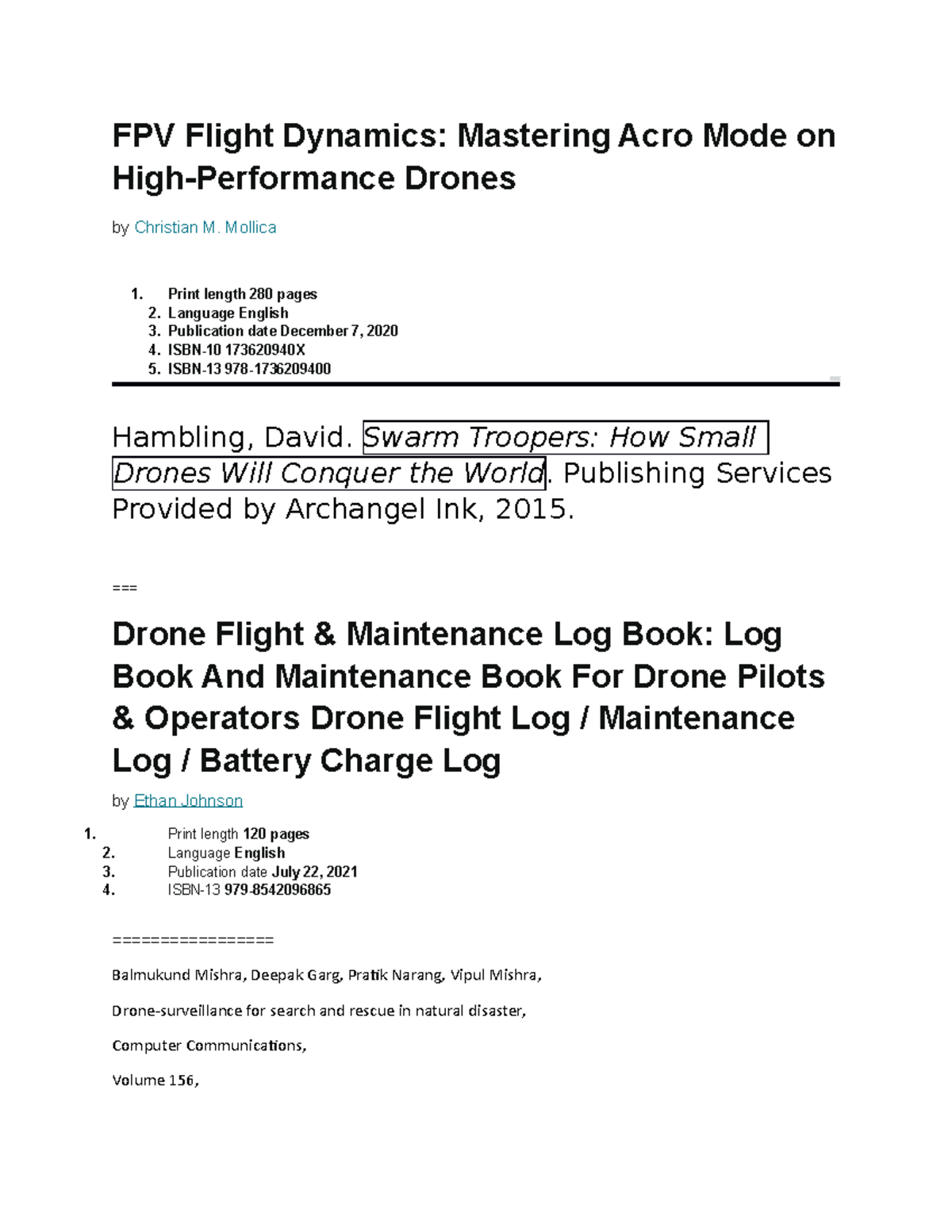 Reference books - zdrfgzdrg - FPV Flight Dynamics: Mastering Acro Mode on High-Performance ...