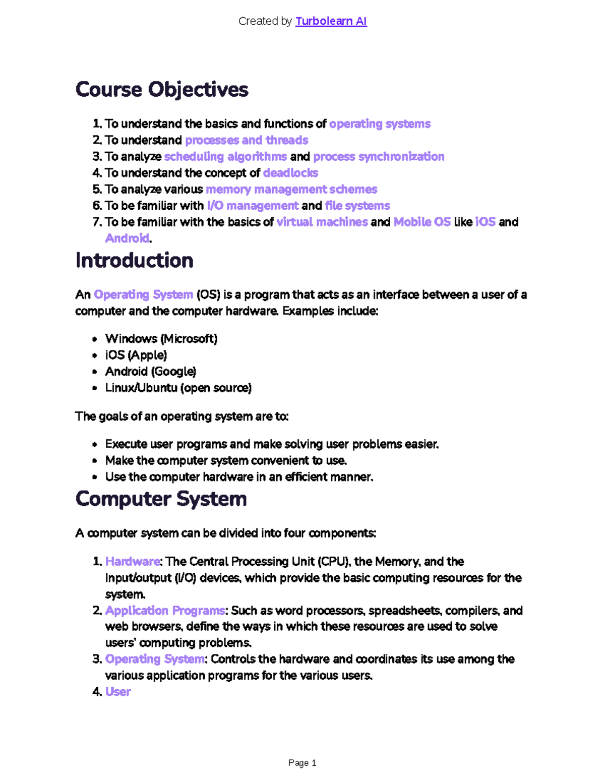 Operating Systems 101: Concepts, Functions, and System Calls (CS304) - Studocu
