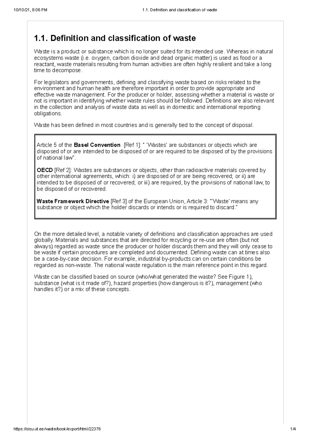 1.1. Definition and classification of waste - 1. Definition and ...