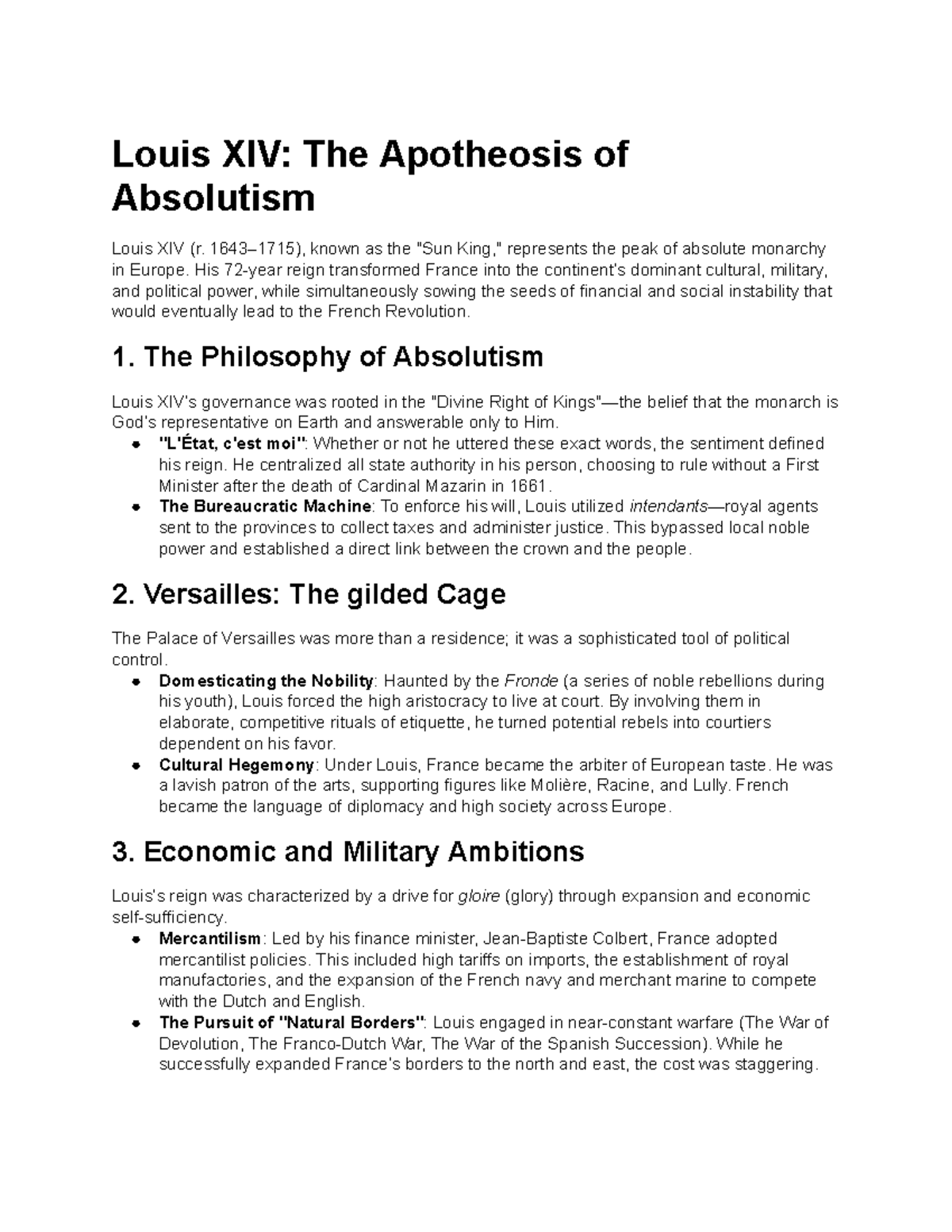 Historical Analysis: Louis XIV and the Peak of Absolutism - Studocu