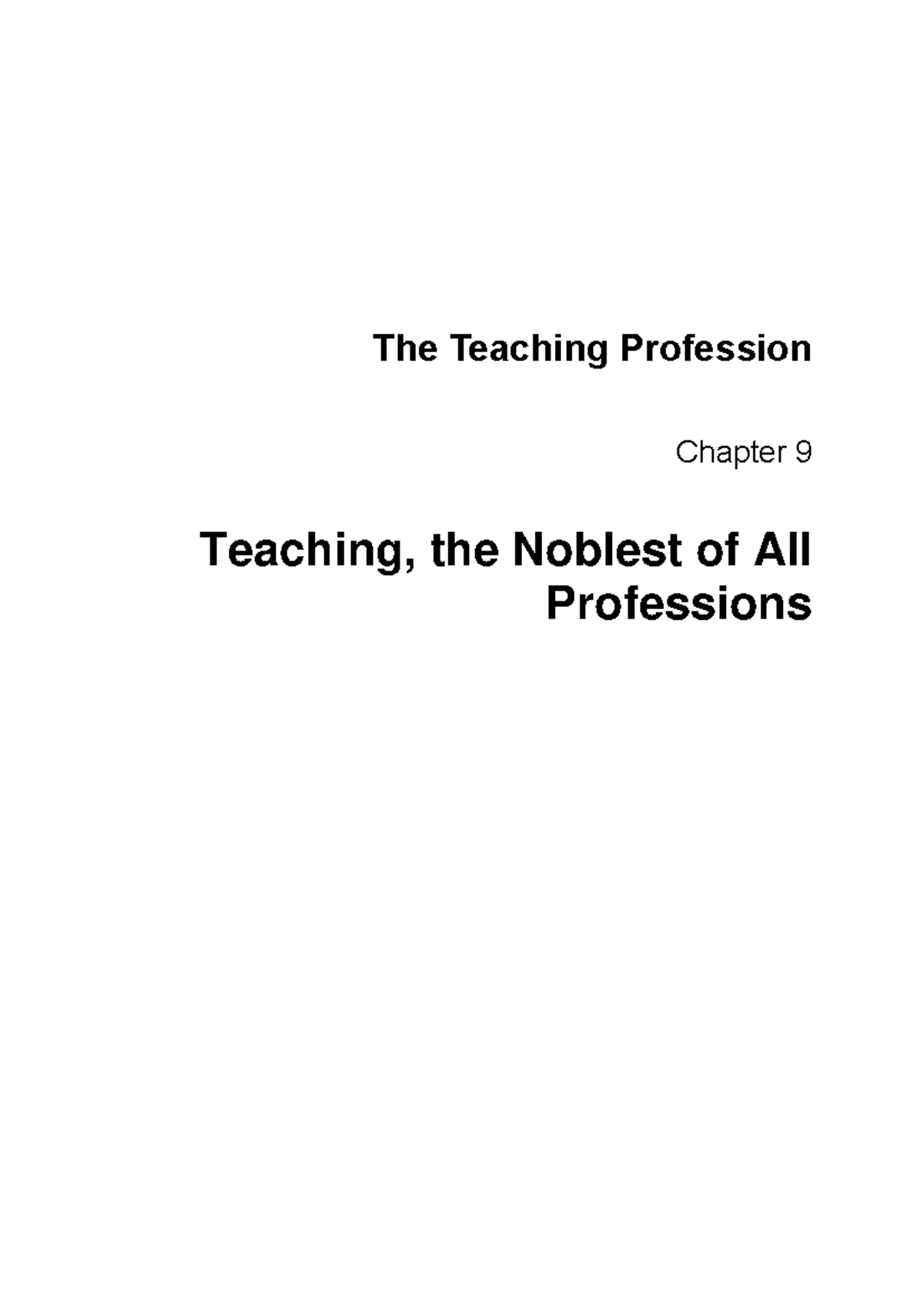 Lesson 9 - CPE - FTC3 22-1: The Teaching Profession's Nobility - Studocu