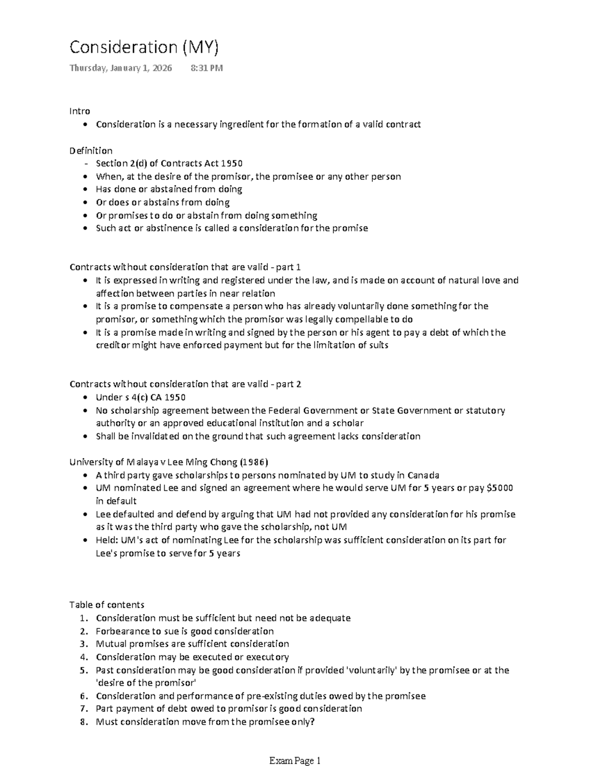 Consideration in Malaysian Contract Law (MY) - Key Concepts and Cases ...