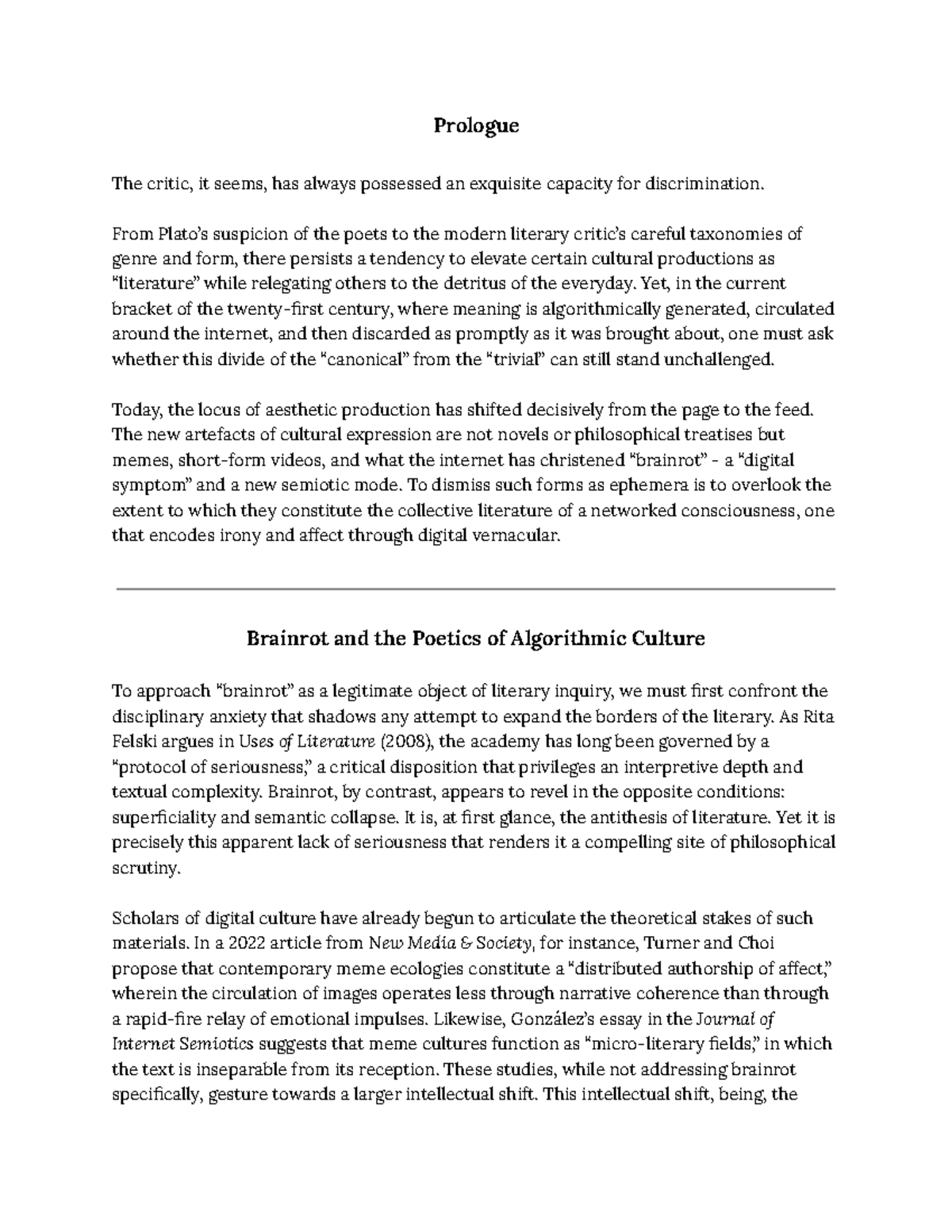Brainrot and Algorithmic Culture: A Study on Digital Literature - Studocu