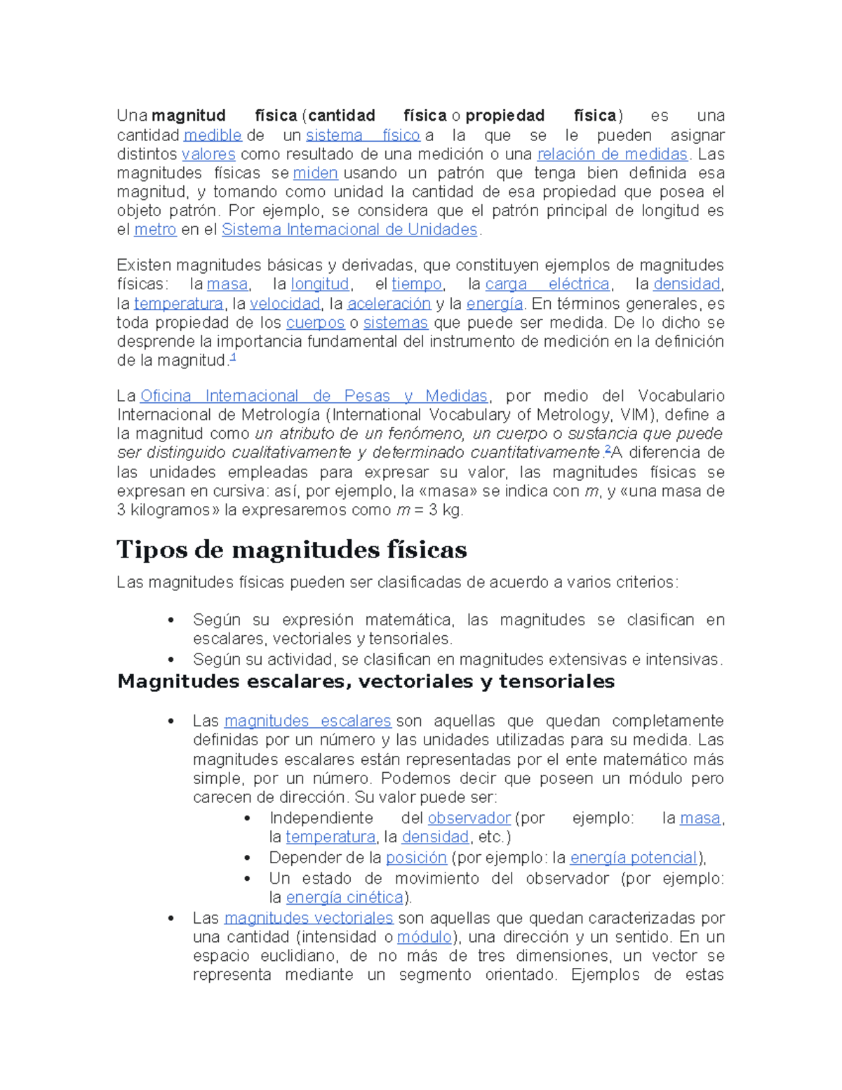 Magnitud Física: Definición, Tipos y Clasificación - Studocu