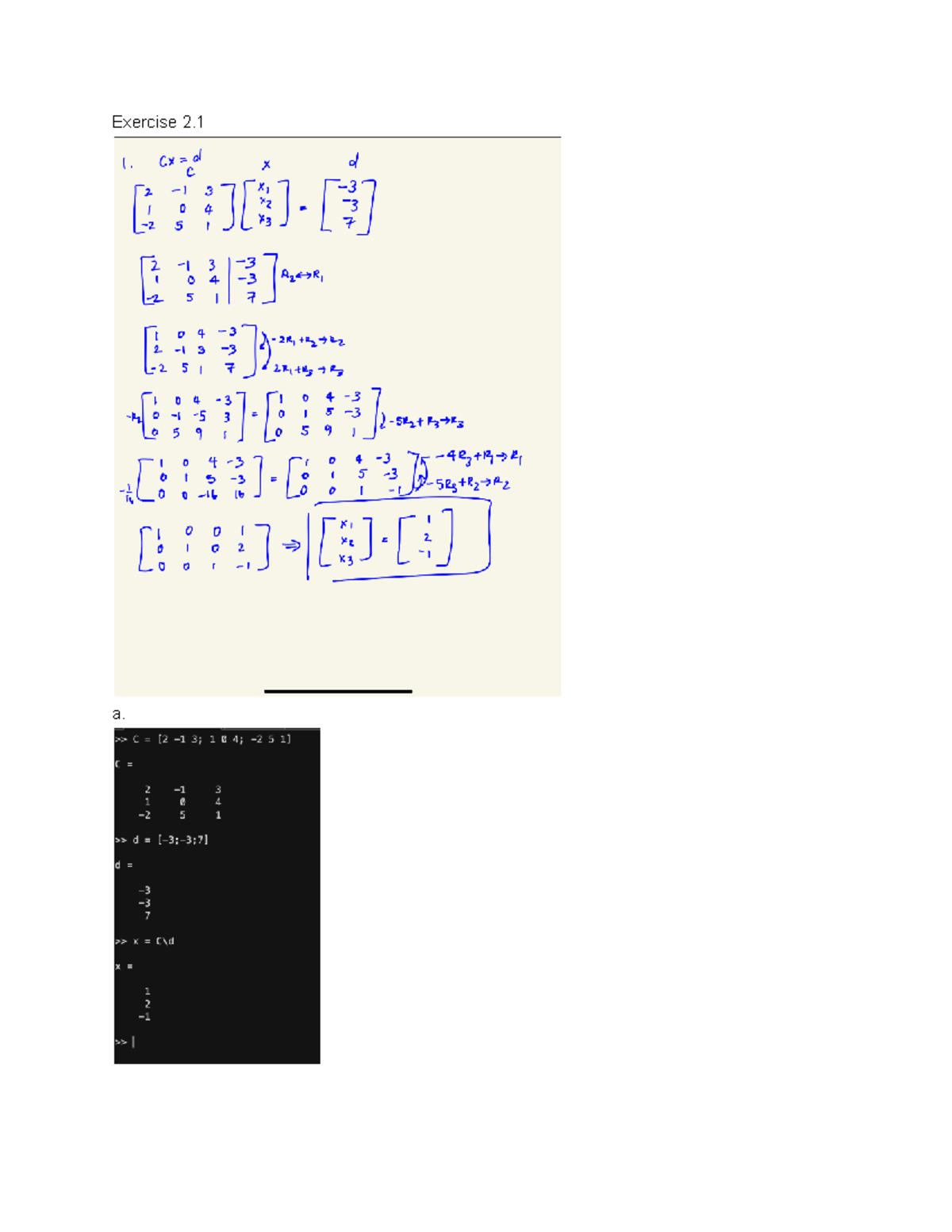 Math 18 MATLAB Homework 2: Exercises 2.1 to 2.7 Solutions - Studocu