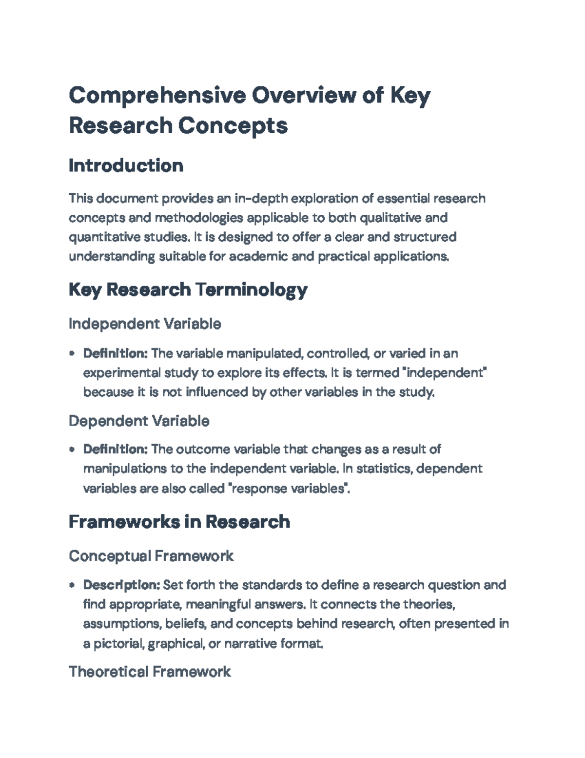 Key Research Concepts & Methodologies Overview (Rsch101) - Studocu