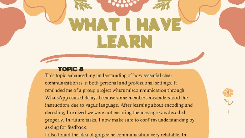 Reflection on Communication & Quality Management (Course Code: 4) - Studocu