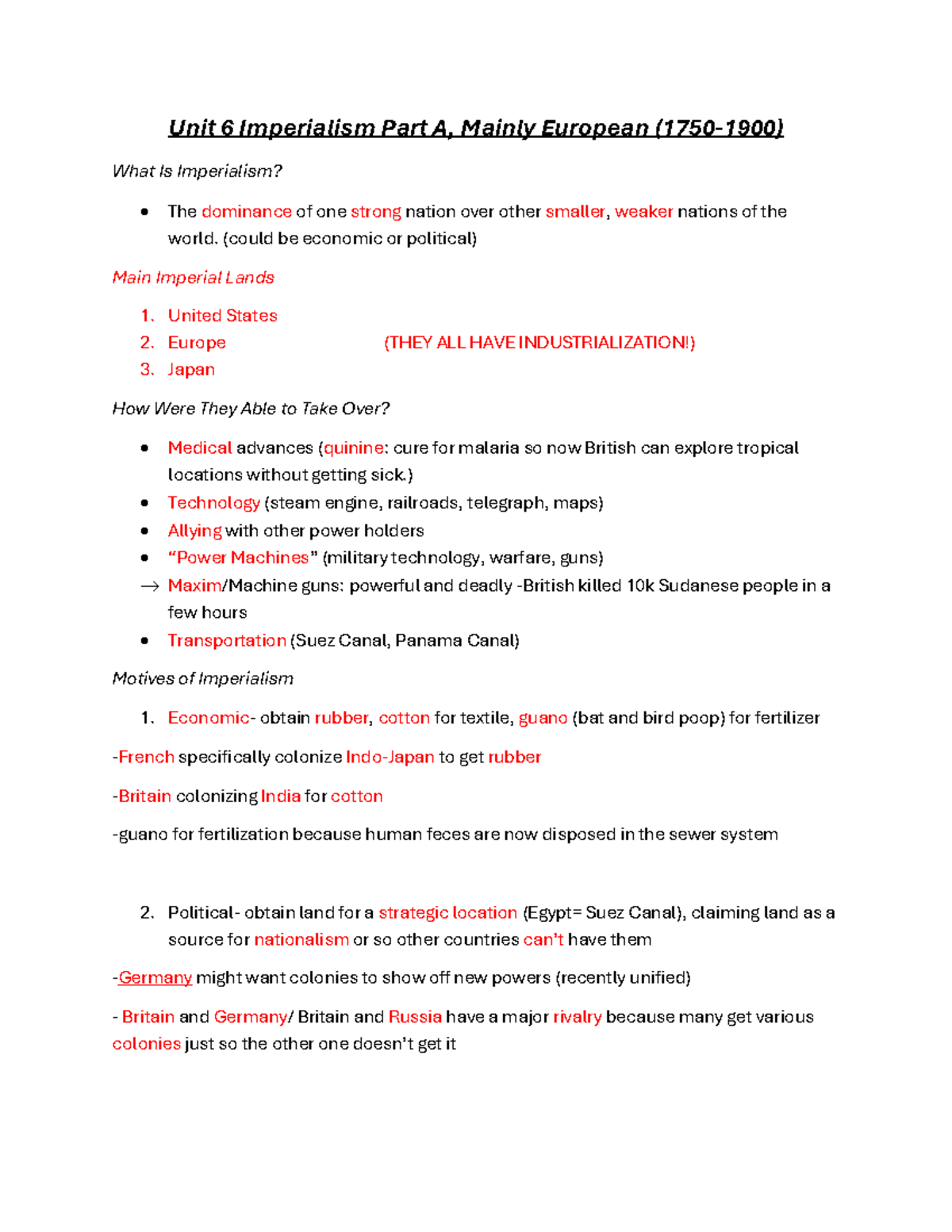 Unit 6: The Impact of European Imperialism (1750-1900) - A ...