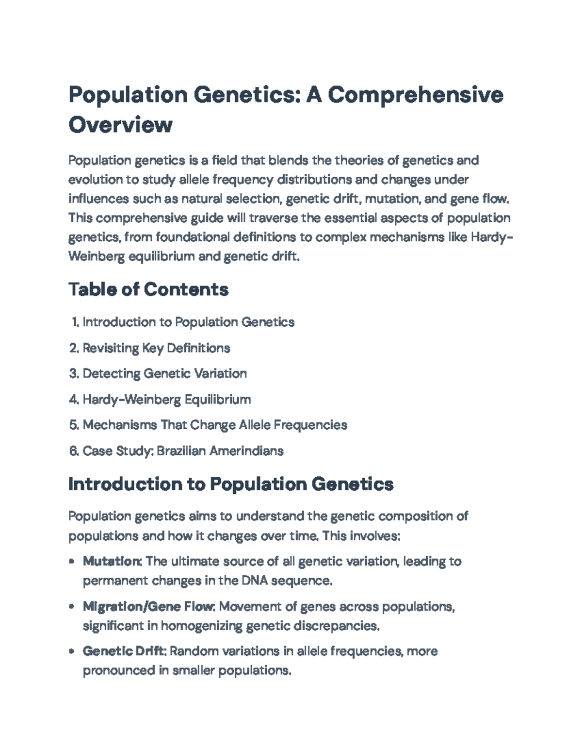 Population Genetics: Comprehensive Overview and Key Concepts ...
