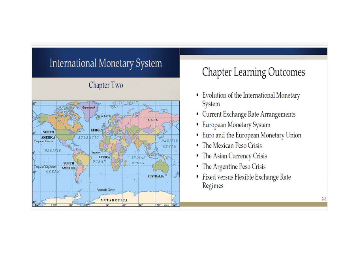International Monetary System (ECO 101) Chapter 2 Learning Outcomes ...