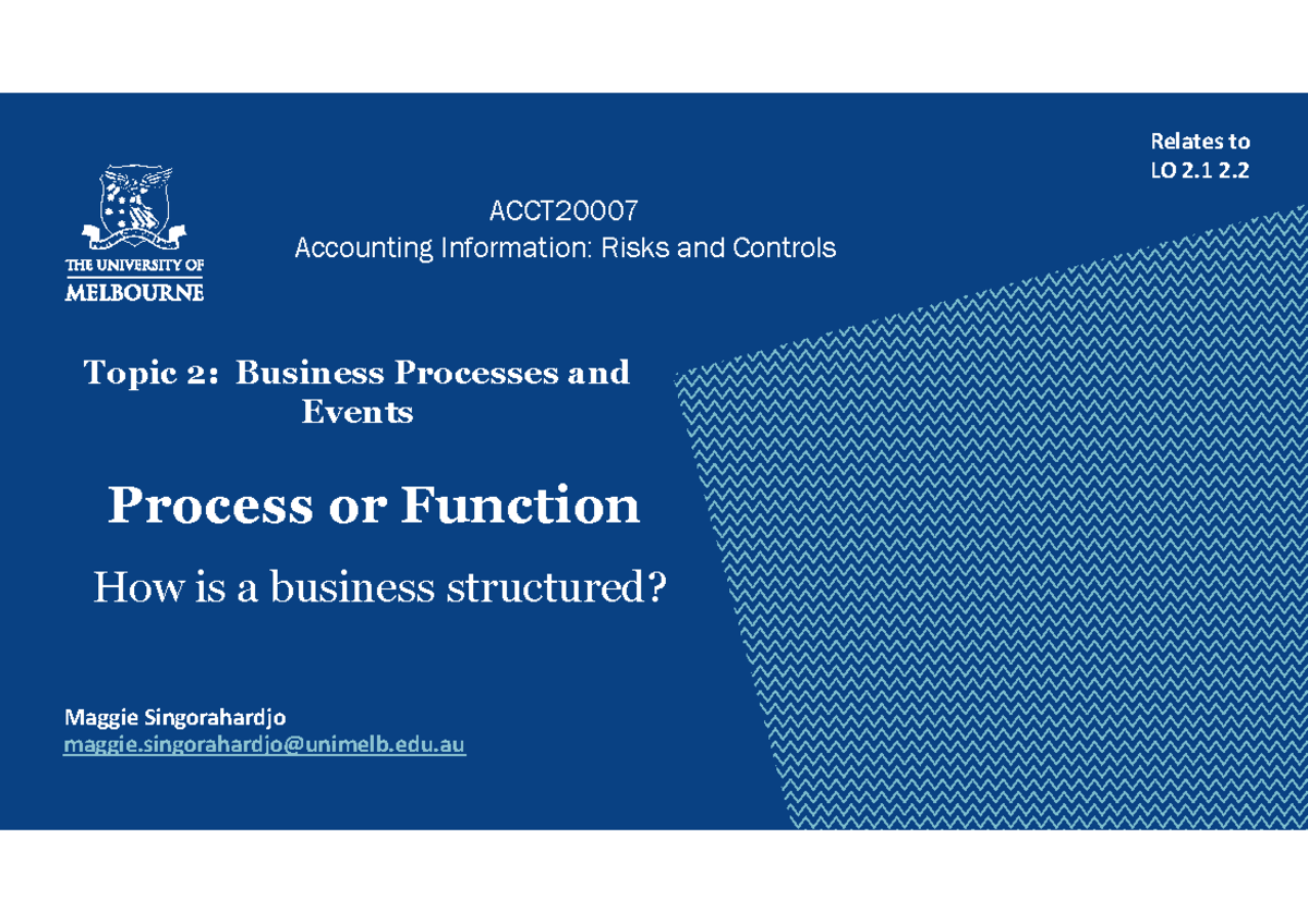 Topic 2 - Topic 2: Business Processes and Events Maggie Singorahardjo ...