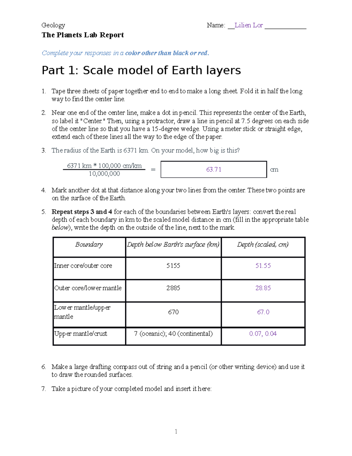 Lab Report: The Planets - Geol 101 Scale Models & Solar System Analysis ...