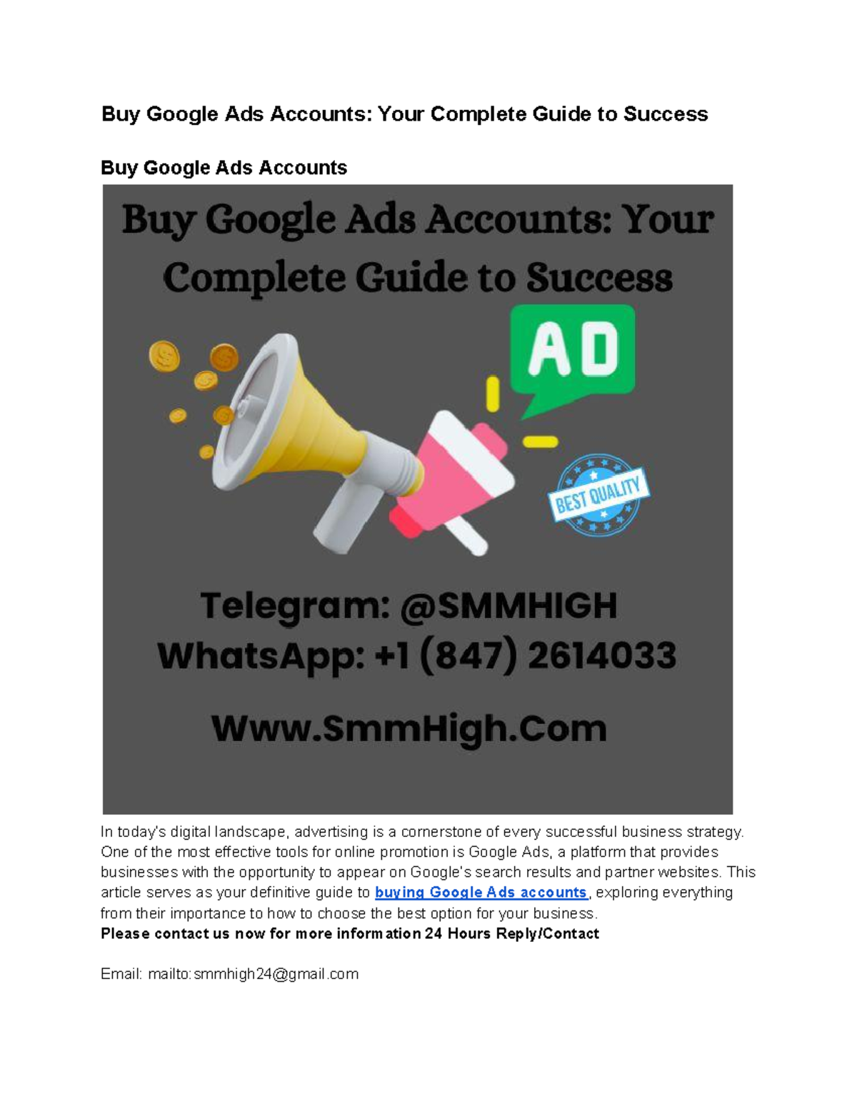 Buy Google Ads Accounts Your Complete Guide to Success - One of the ...