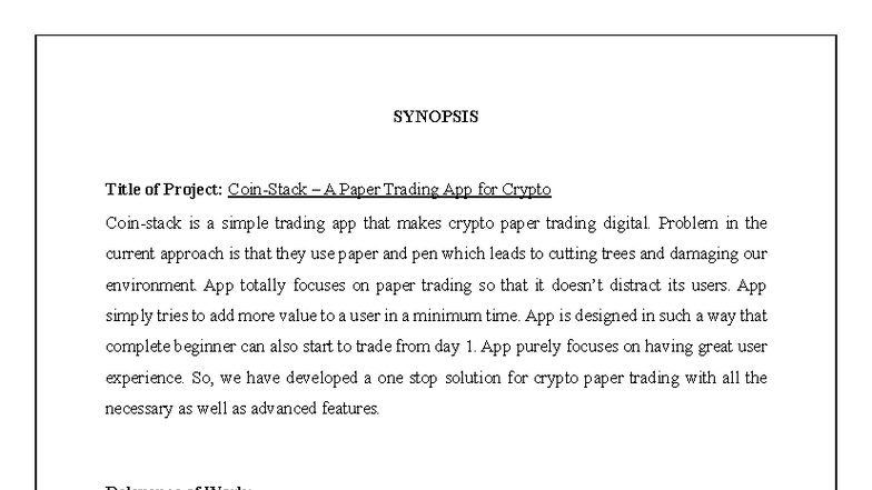 SYNOPSIS: A Paper Trading App for Crypto - Environmental & Educational ...