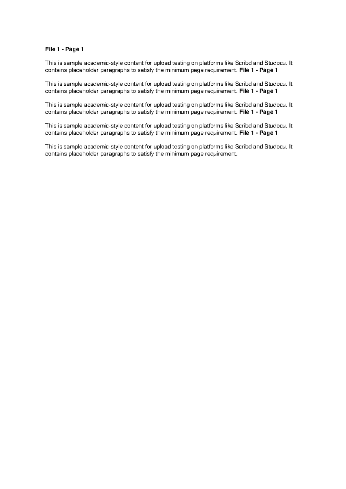 File 1 Q&A - 10 Pages of Sample Content for Upload Testing - Studocu