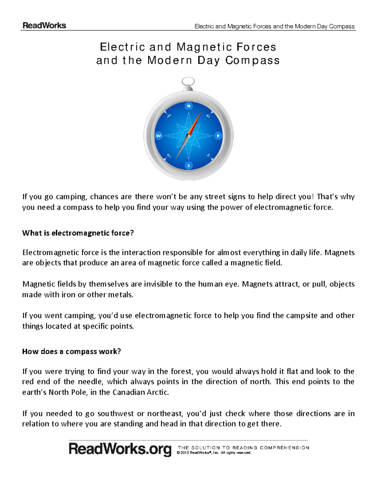 Electric and magnetic forces and the modern day compass 0 - Electric ...