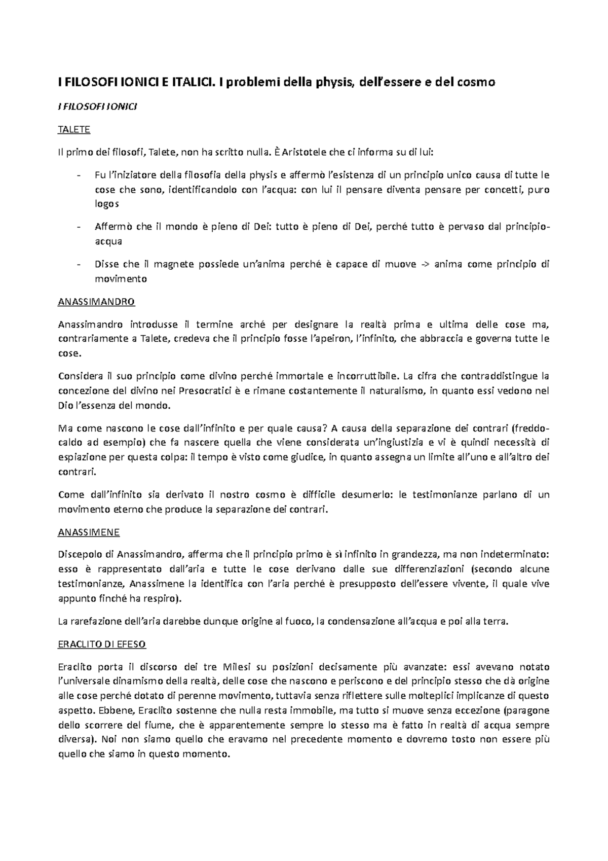 G Reale - Storia della filosofia antica - Presocratici - I FILOSOFI ...