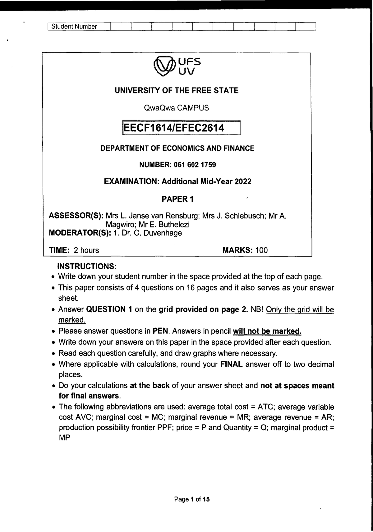 Economics Exam Paper 1 - Additional 2022 (321Z71S) - Studocu