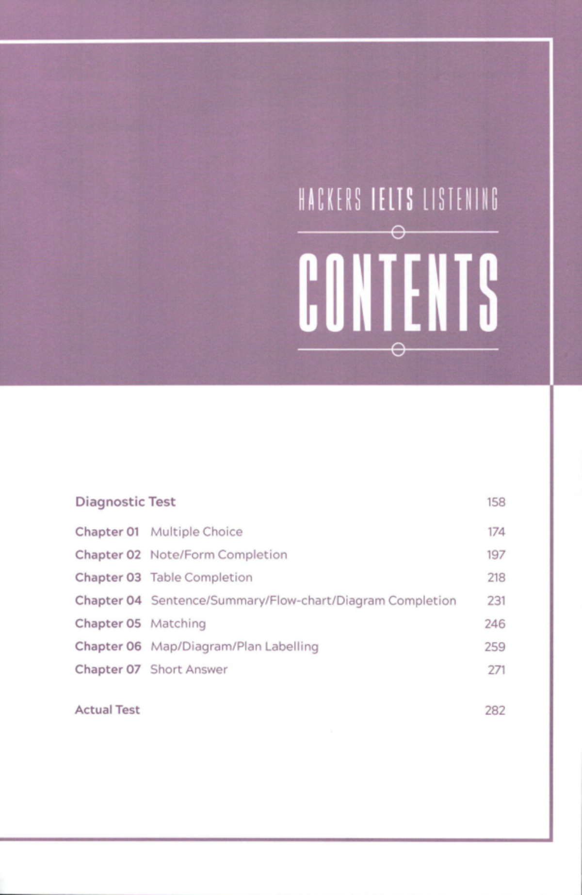 Hacker IELTS Listening Key: Diagnostic Test and Chapters Overview - Studocu