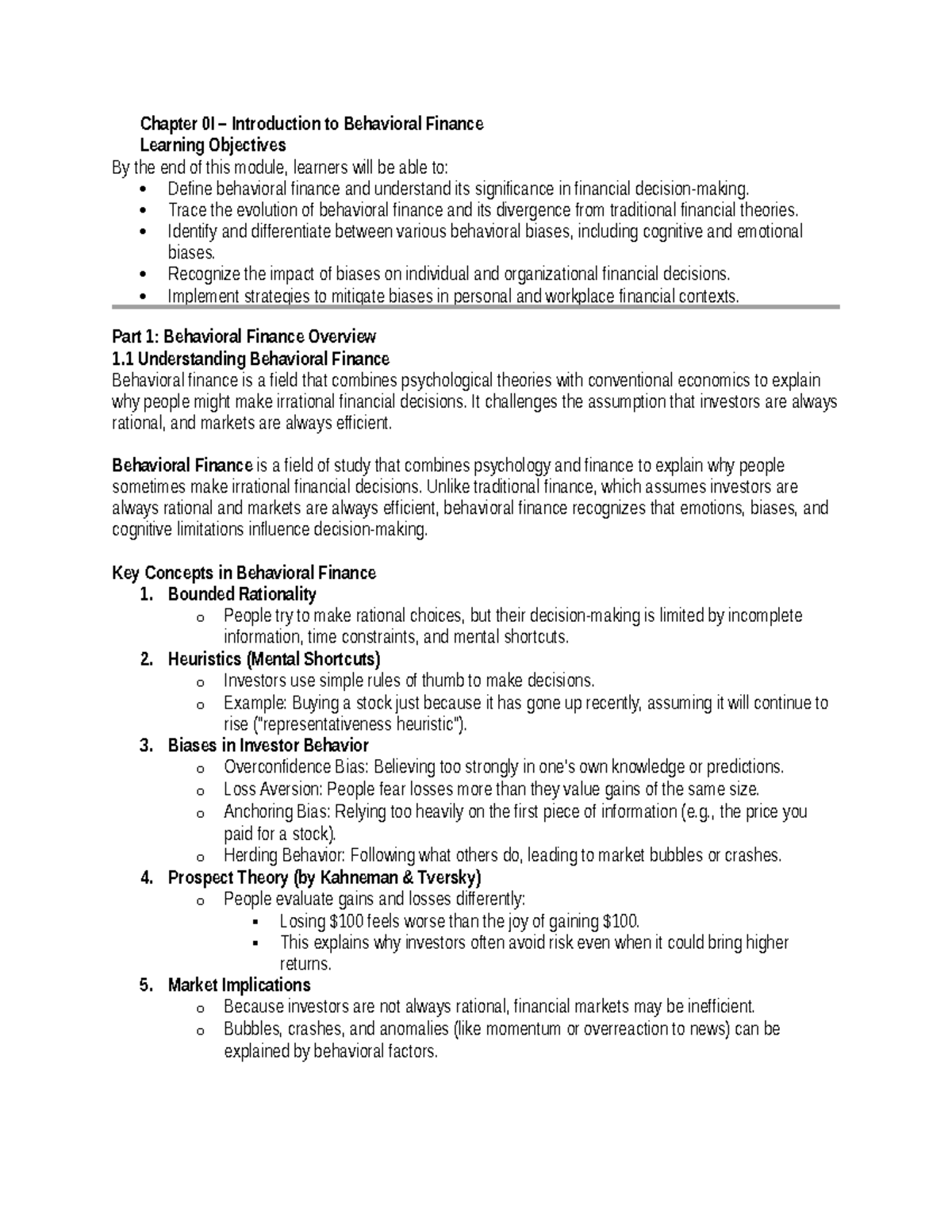 📘 Chapter 01: Introduction to Behavioral Finance Concepts and Biases ...