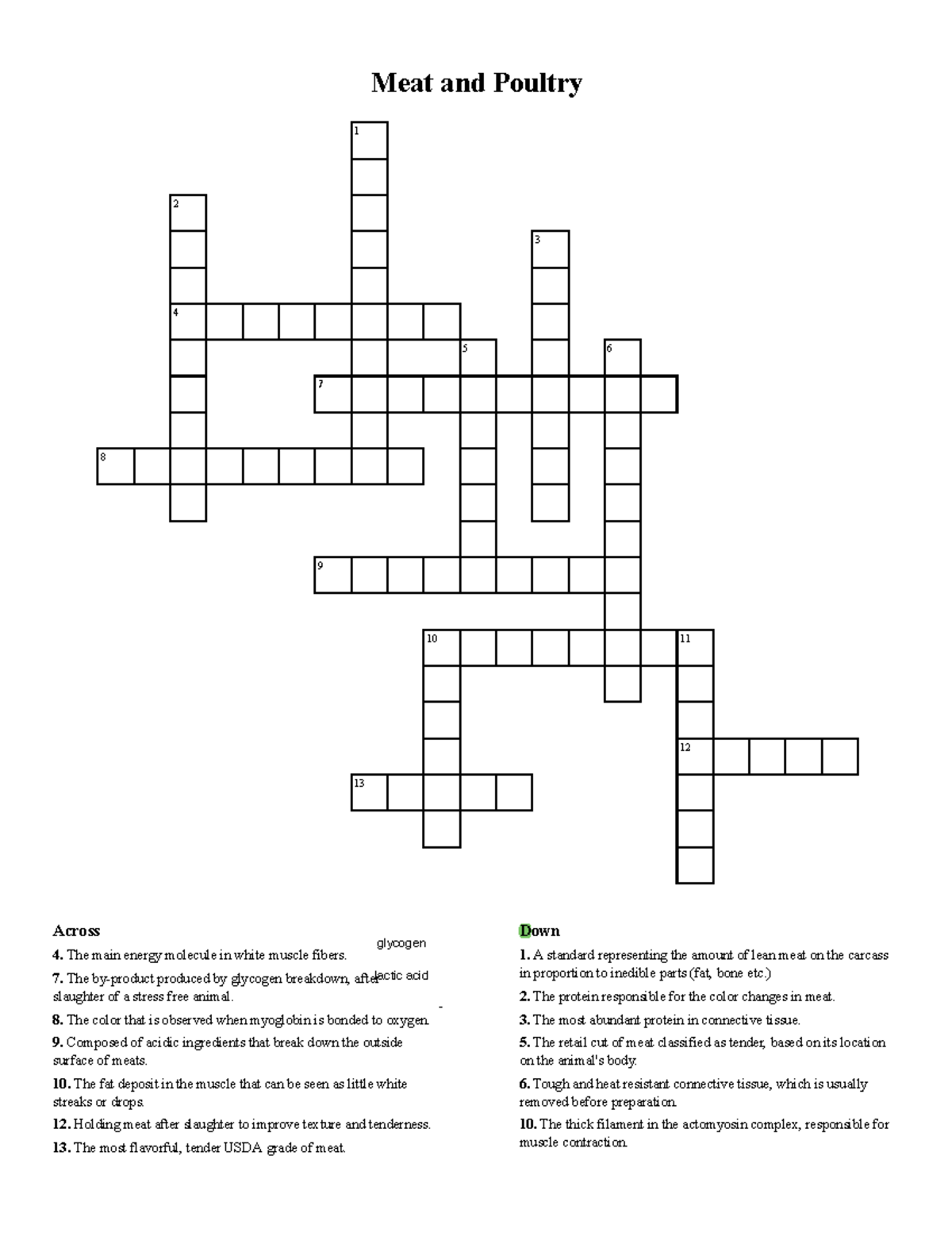 Meat and Poultry Puzzle: Key Terms and Concepts - Studocu