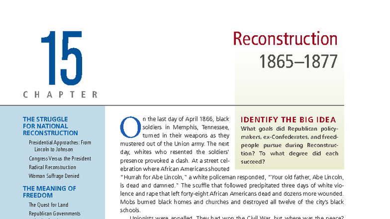 Reconstruction Era Policies and African American Struggles (HIST 321 ...