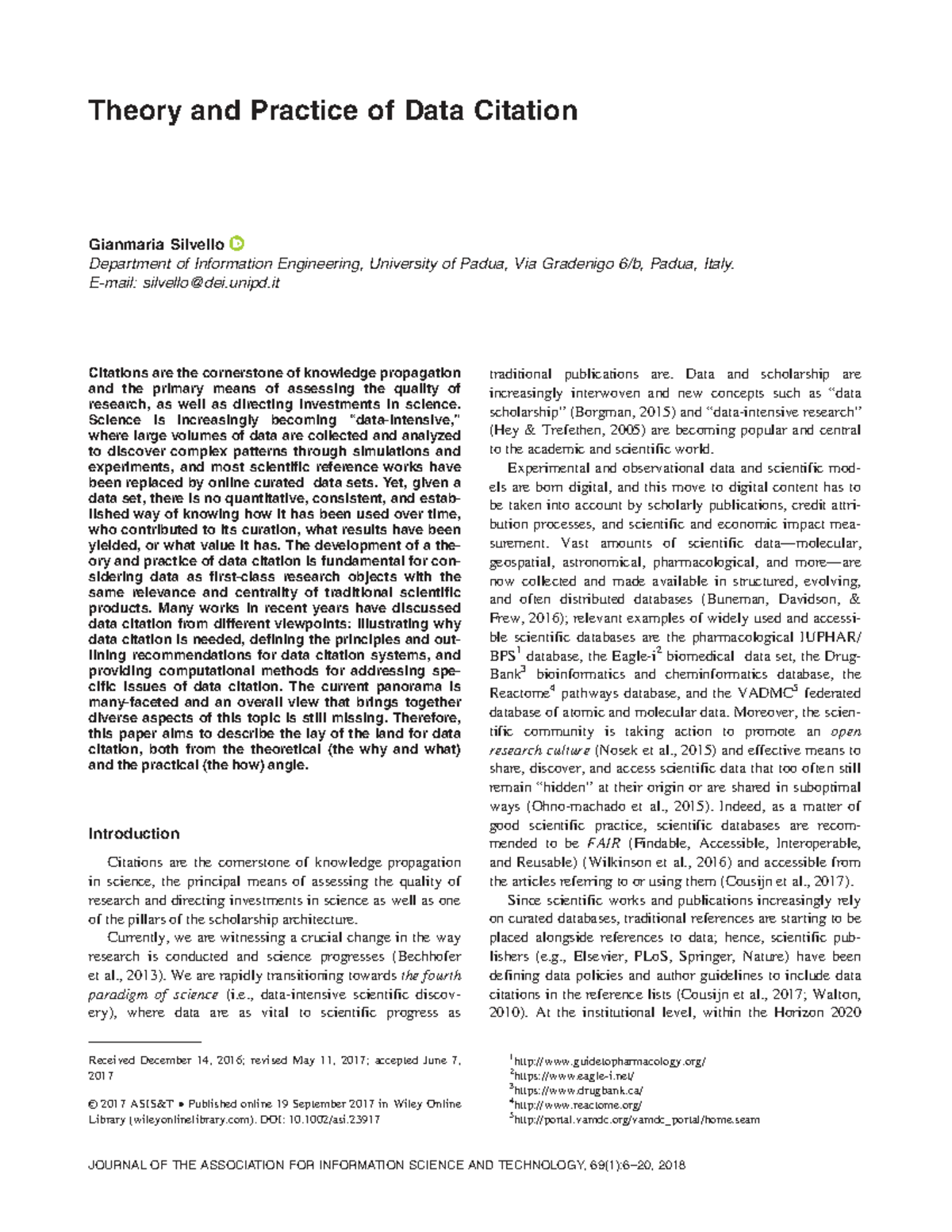 Data Citation Theory and Practice: Insights from Silvello (2018) - Studocu