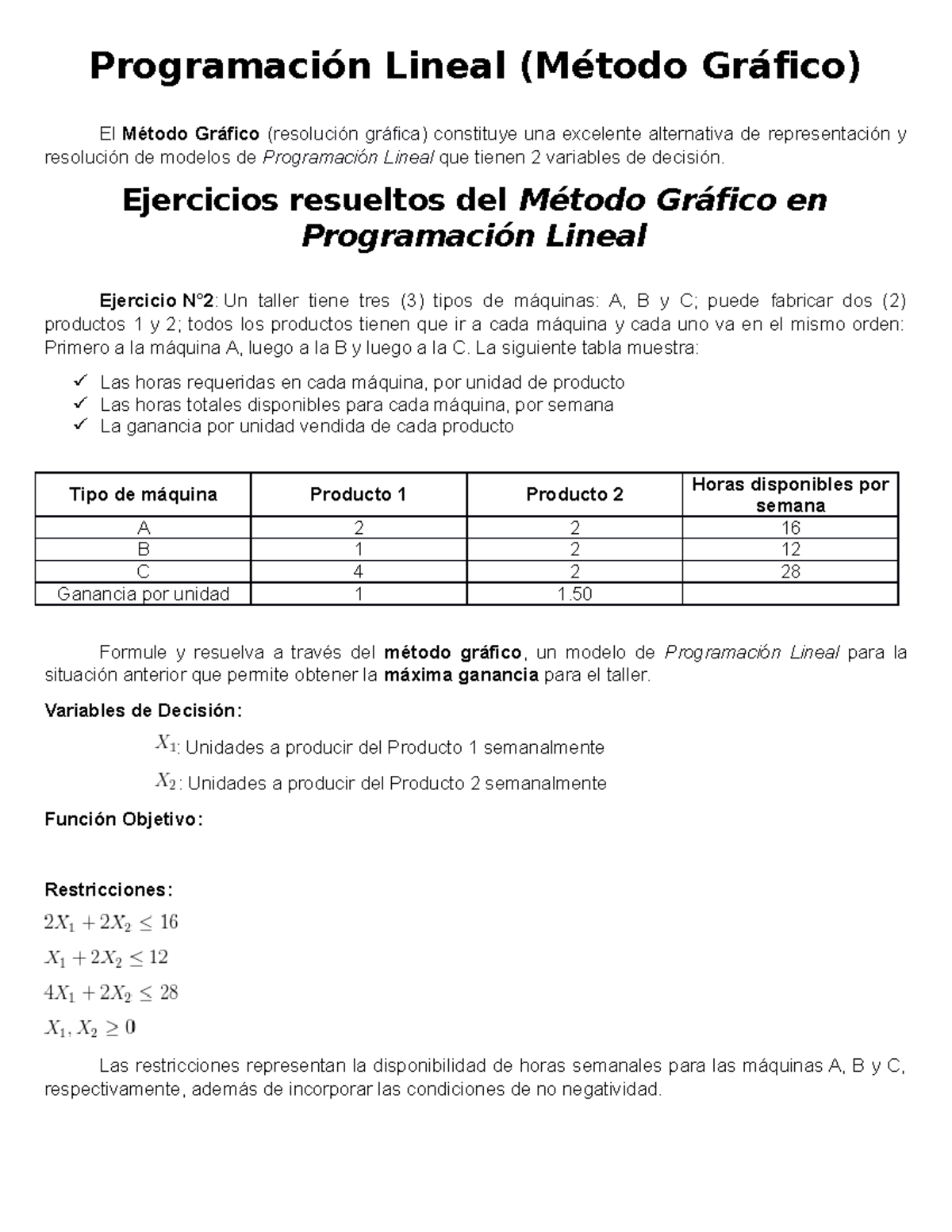 407938777 2 1 Ejercicio 2 programacion Lineal metodo Grafico - Programación Lineal (Método ...