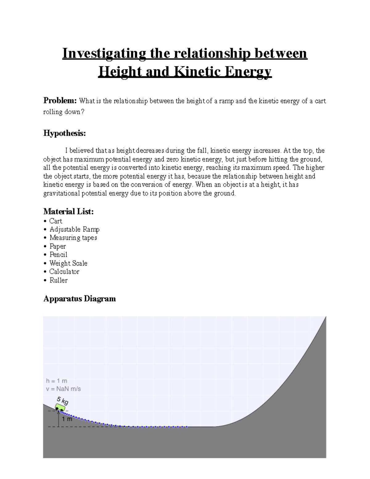 Lab 3 - Exploring the Height-Kinetic Energy Relationship - Studocu