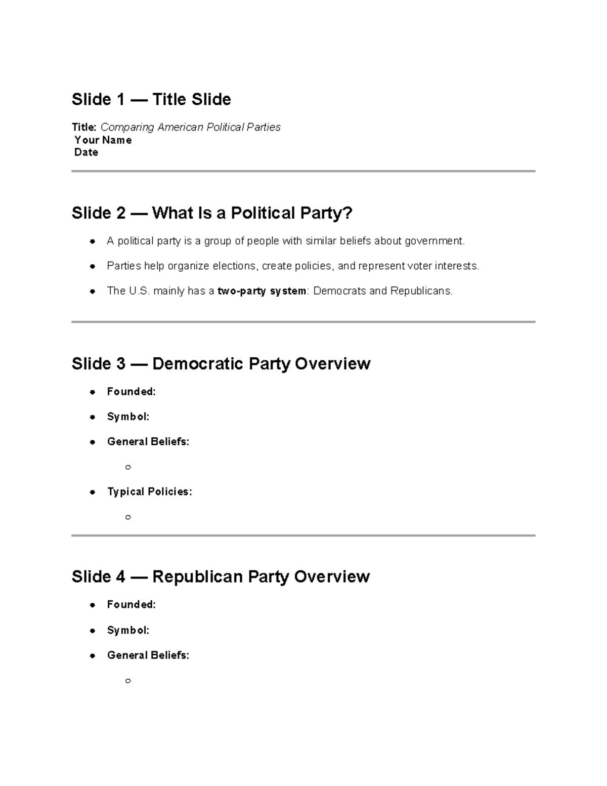 Comparing American Political Parties: Key Insights and Notes - Studocu