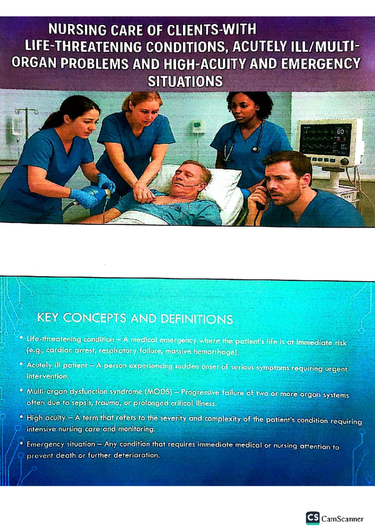 BSN-4-B-MS3 - Critical Care Nursing: Key Concepts & Emergency ...