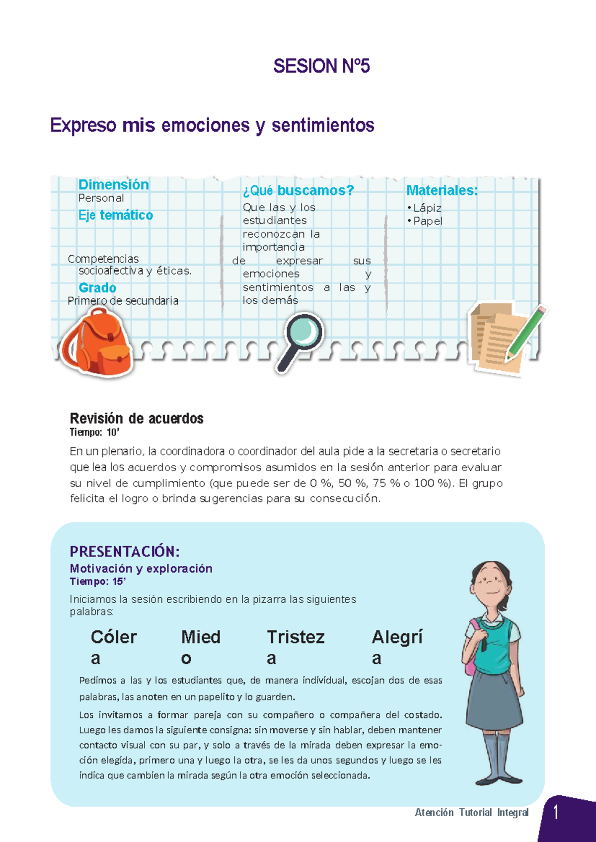 Sesión 5-1B: Expresión de Emociones y Sentimientos en Secundaria - Studocu