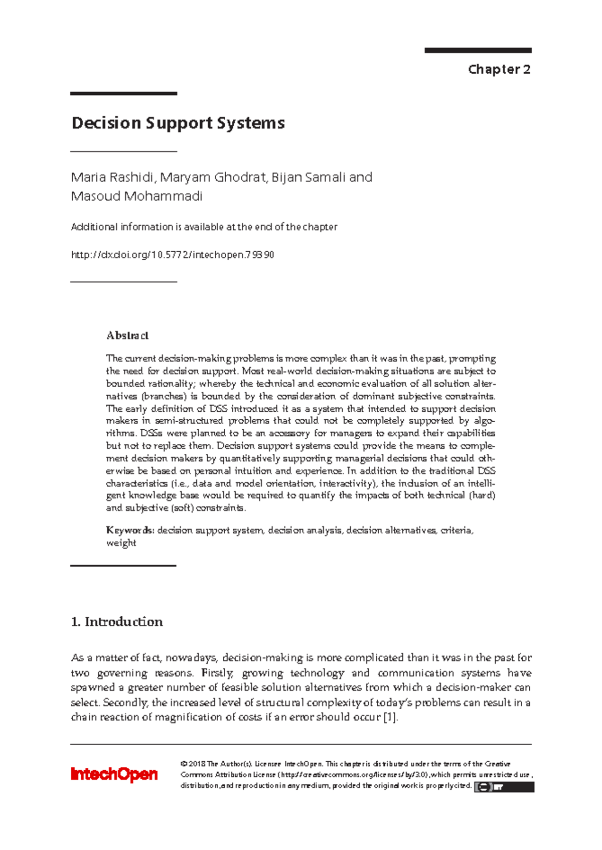 Chapter 2: Overview of Decision Support Systems (DSS) in Decision ...