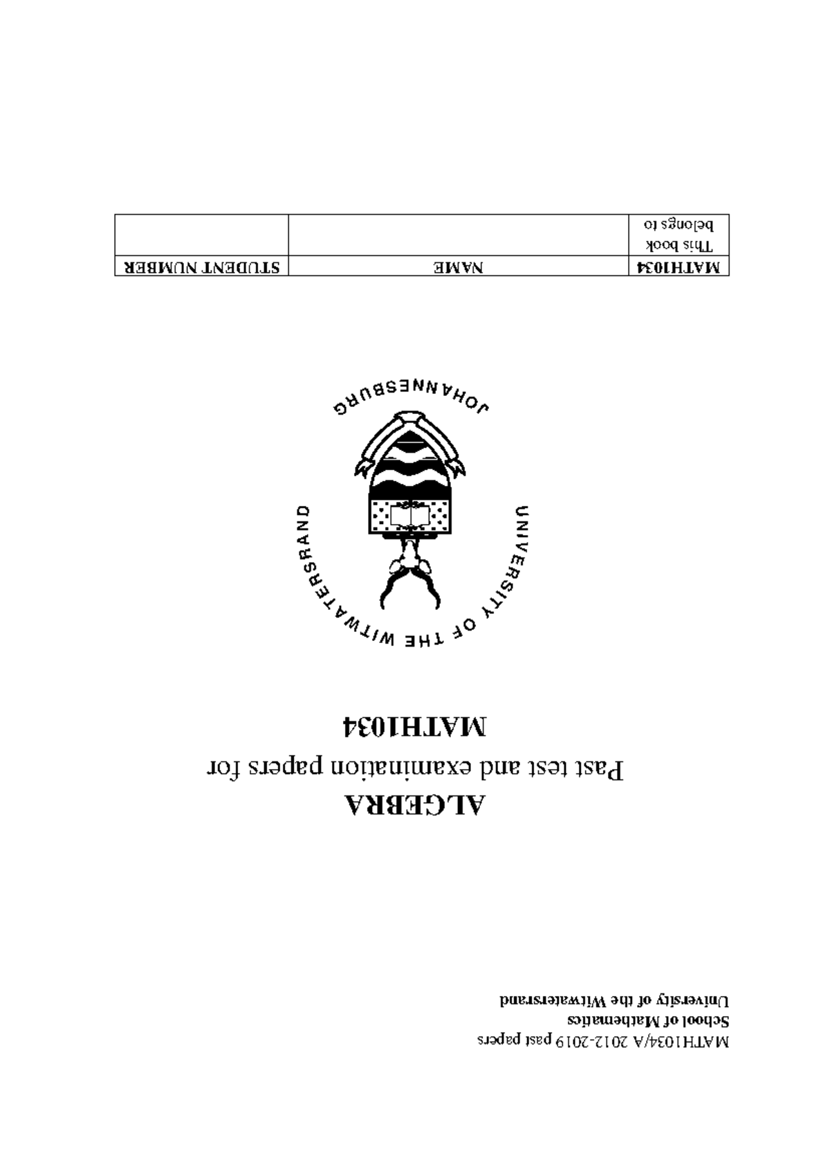 MATH1034 Algebra Past Exam Papers (2012-2019) with Solutions - Studocu