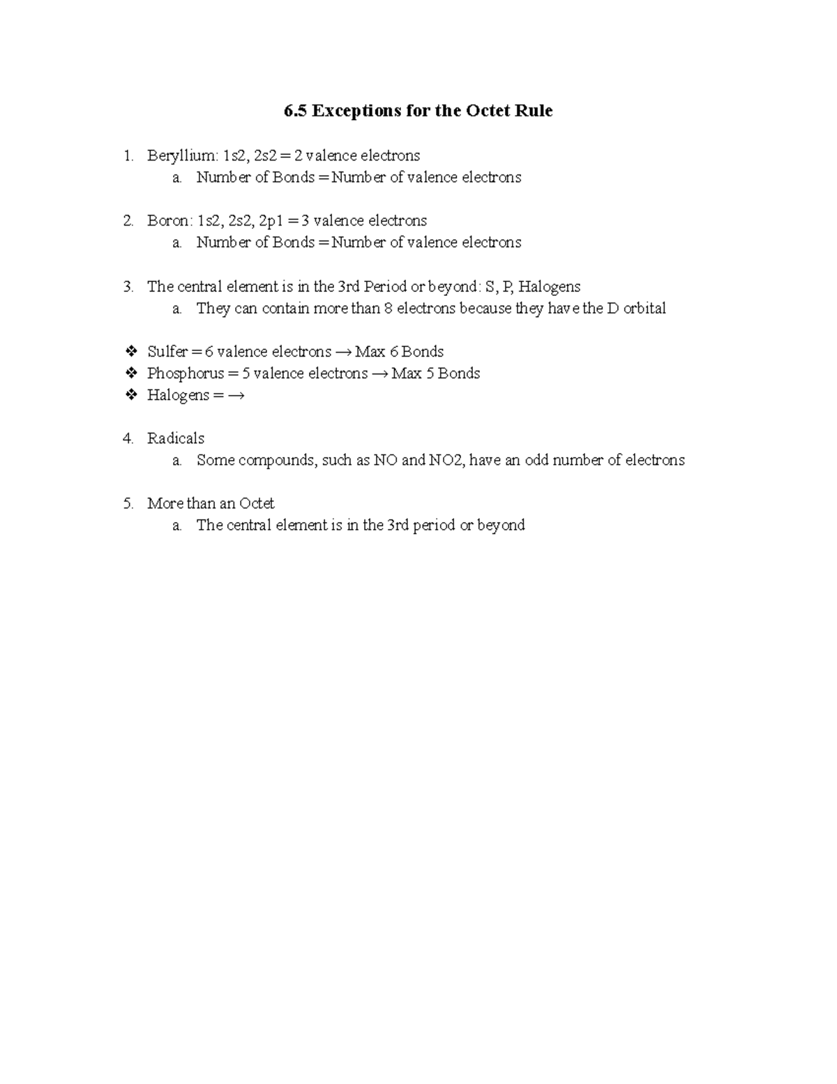 CHEM 1081: Understanding Exceptions to the Octet Rule - Studocu