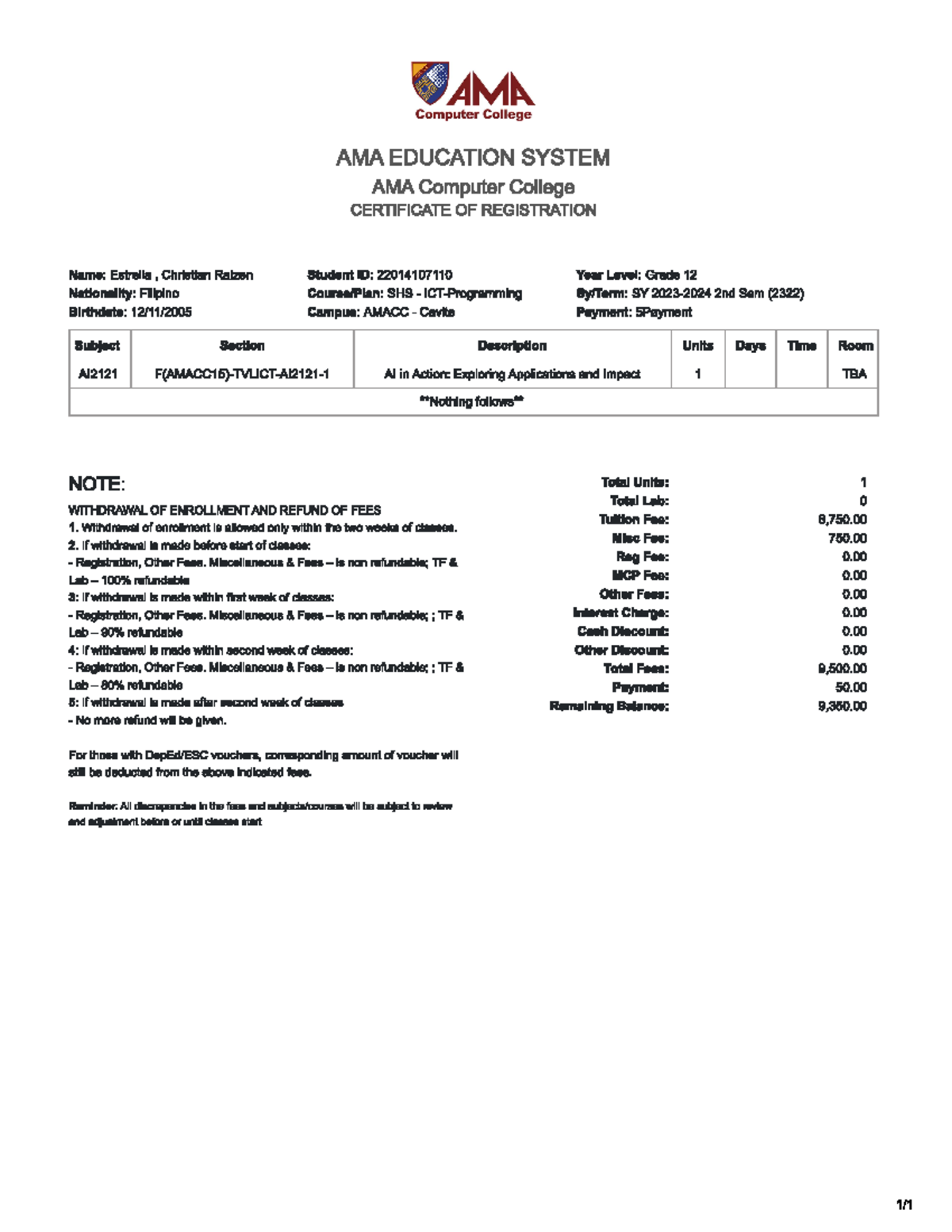 COR - NOT MUCH! - AMA Computer College AMA EDUCATION SYSTEM AMA ...