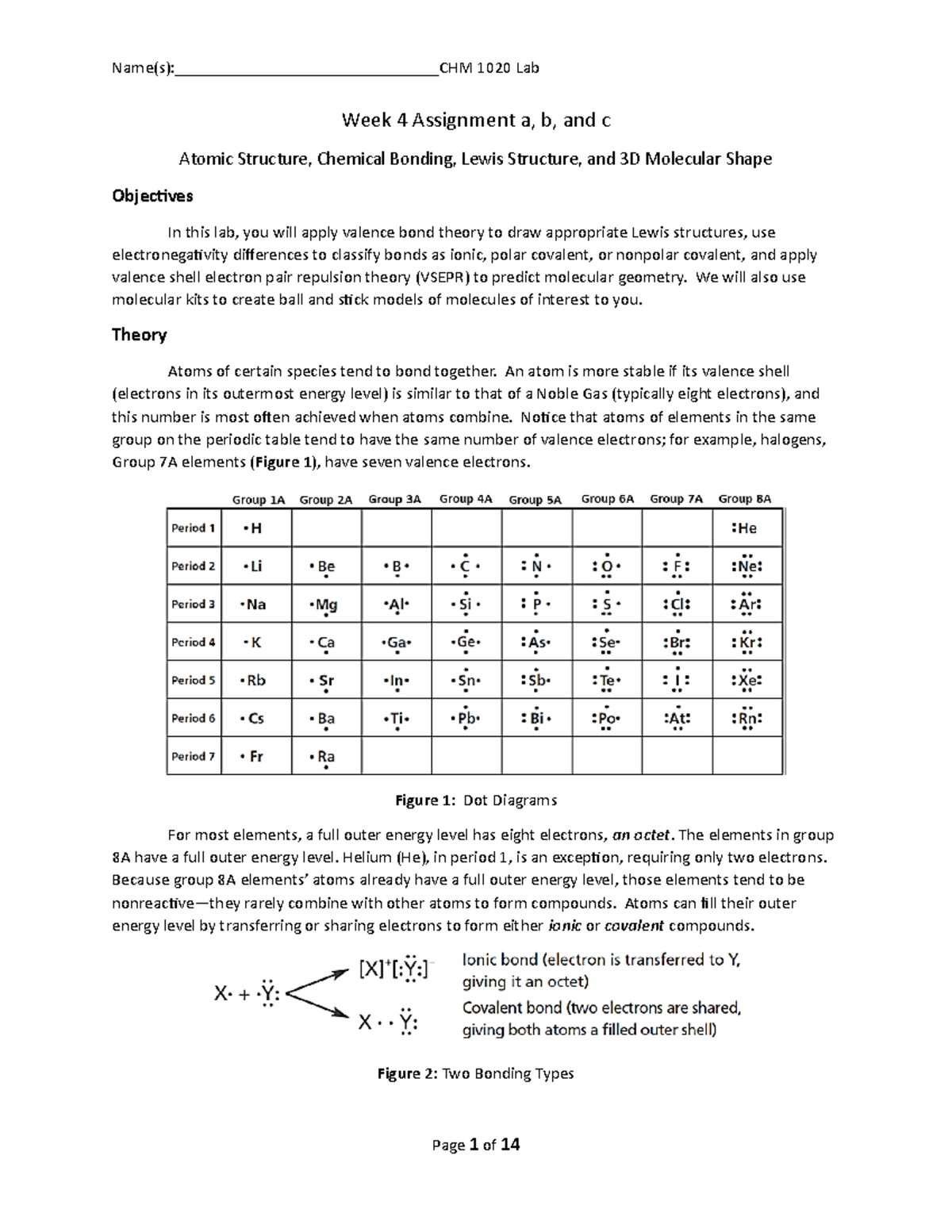 W4 lab - lab - Week 4 Assignment a, b, and c Atomic Structure, Chemical ...