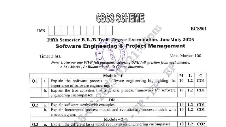 BCS501 Final Exam Software Engineering Project Management 2025 - Studocu
