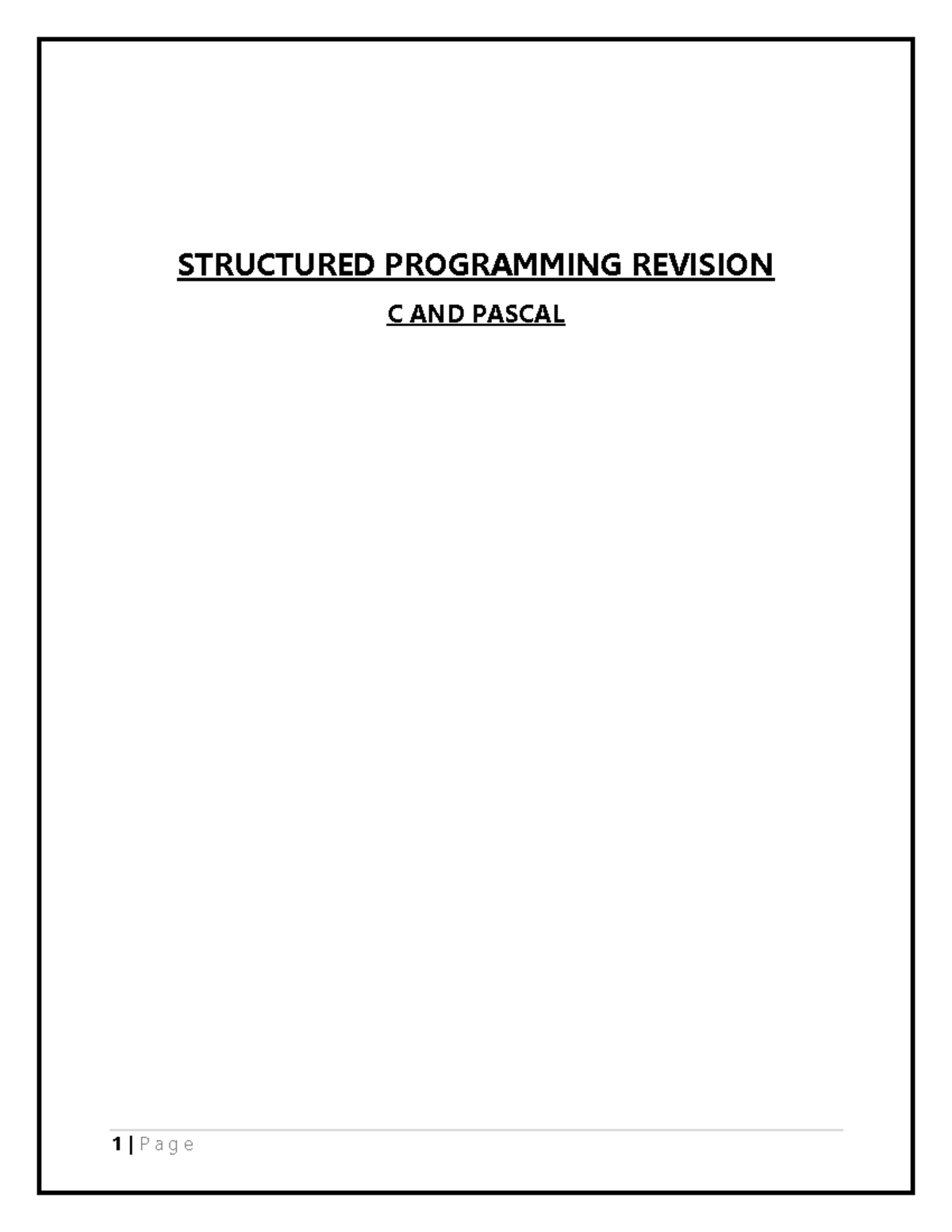Structured Programming Revision Questions (C & Pascal) - Studocu
