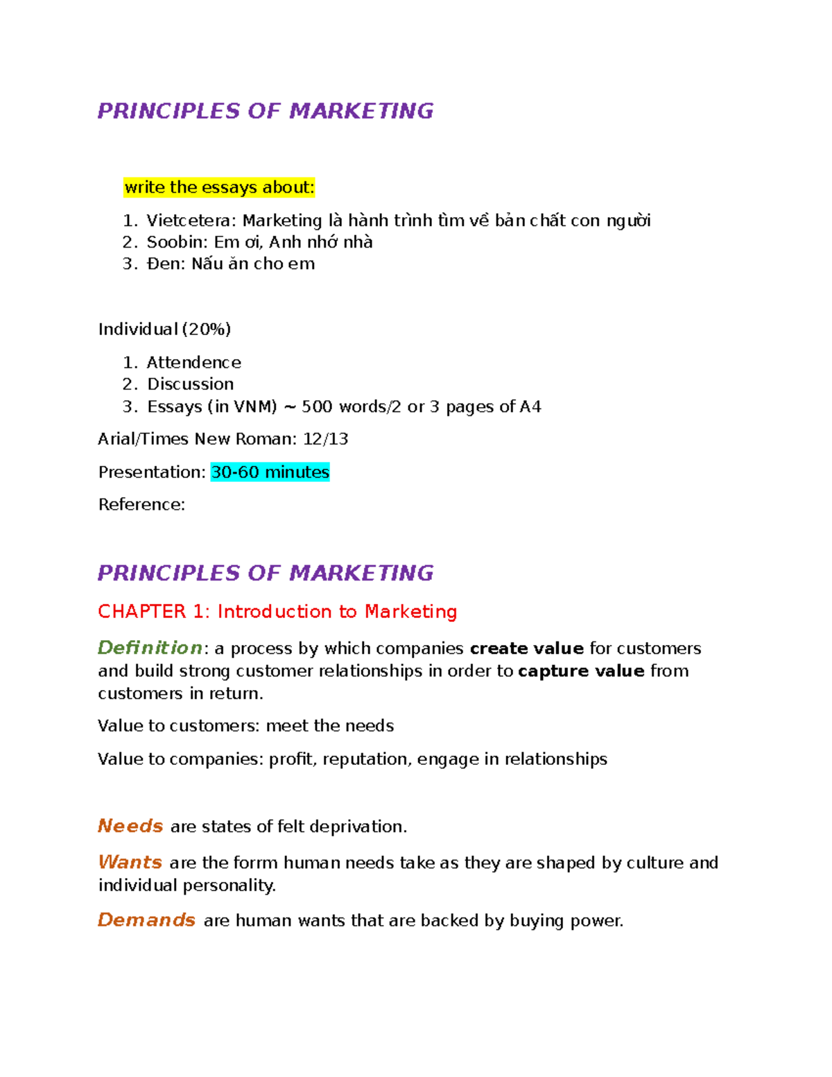 PRINCIPLES OF MARKETING: Essays on Human-Centric Marketing - Studocu