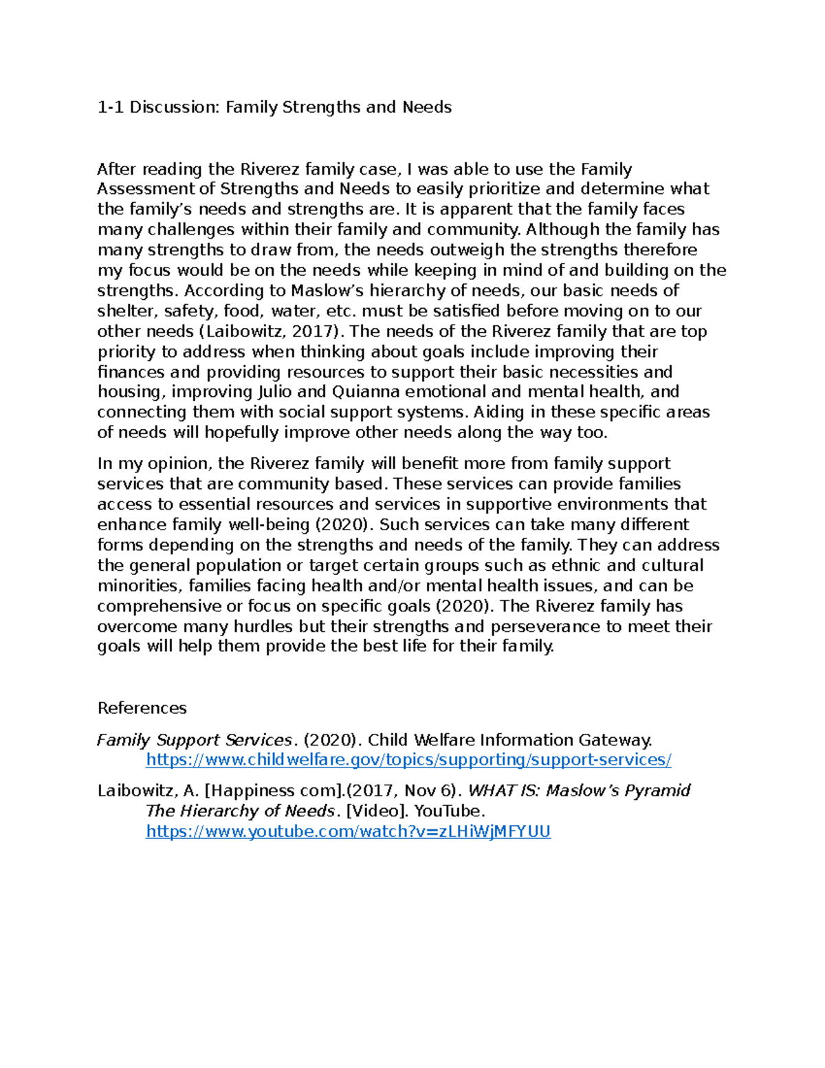 Family Strengths and Needs Analysis: A Discussion on the Riverez Family ...