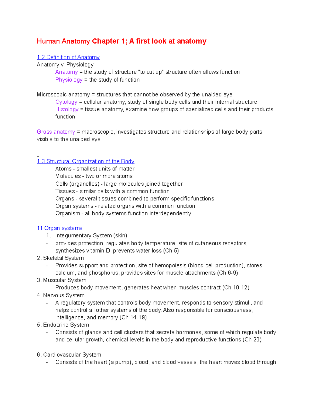 Chapter 1 - A First Look at Anatomy - Human Anatomy Chapter A first ...